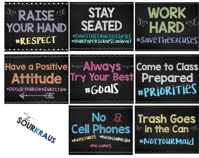 Black and White Classroom Rules Poster: Notice to All Students ...