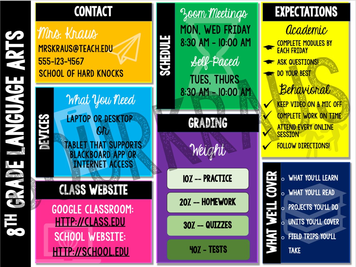 Editable Online/virtual Classroom Syllabus Template: Back to - Etsy