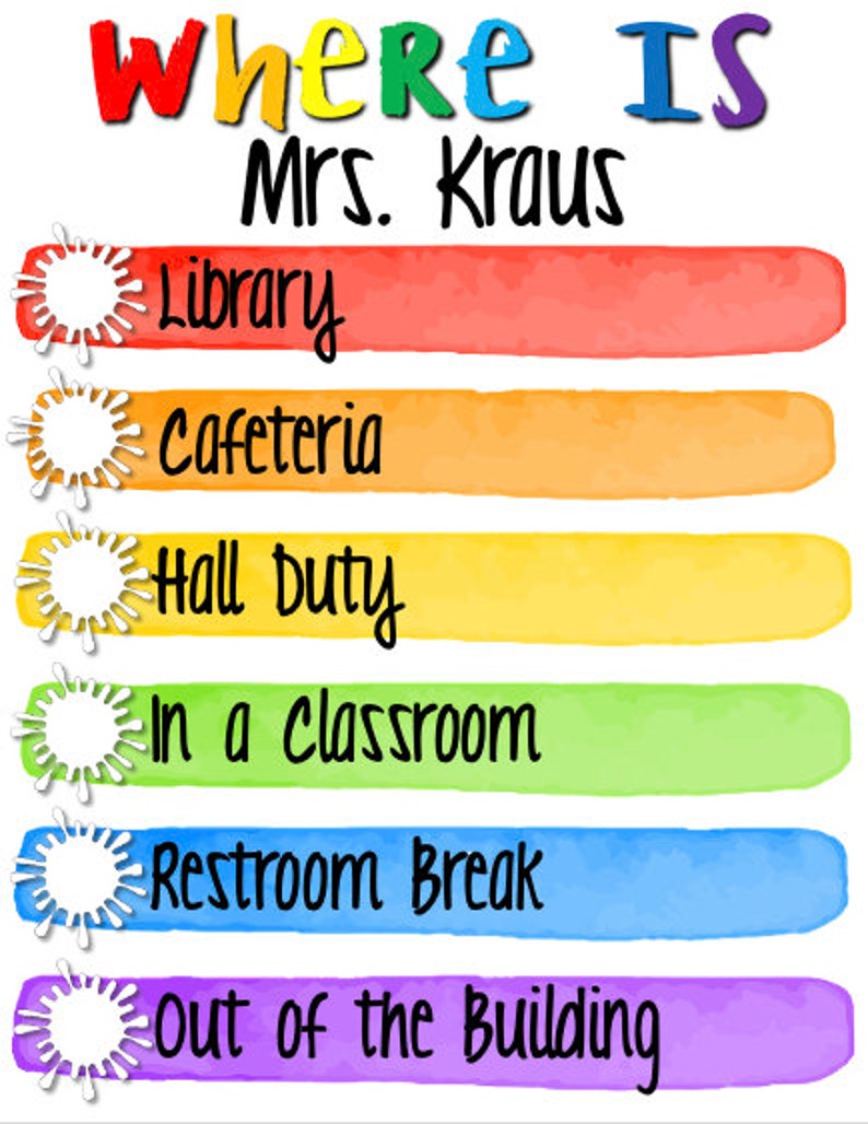 Where is the Teacher Editable Rainbow Watercolor Sign / - Etsy