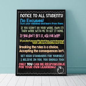 Classroom Rules Poster: Notice to All Students! [PRINTABLE] - Etsy