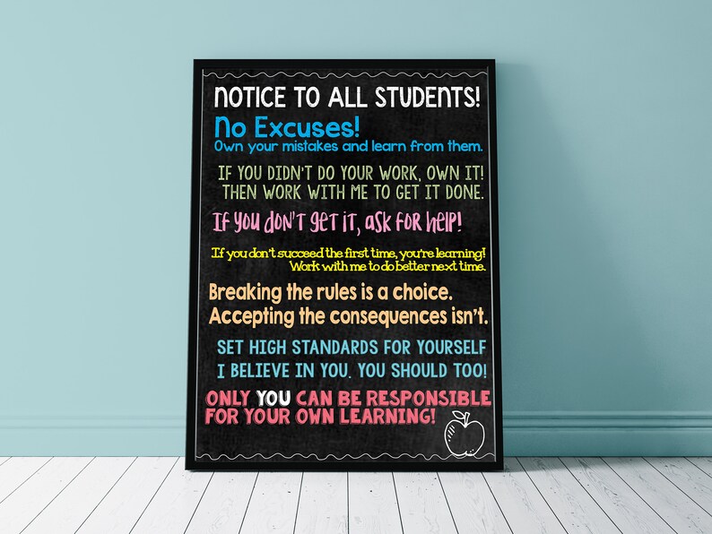 Classroom Rules Poster: Notice to All Students! [PRINTABLE] - Etsy