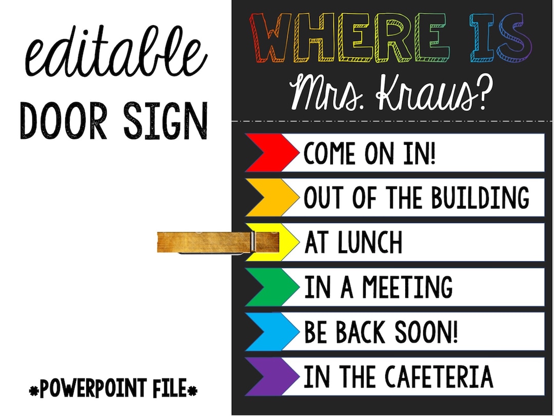 Where is the Teacher? Editable Sign / Poster for Classroom Door - Etsy