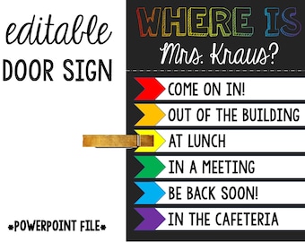 Where is the School Psychologist Door Sign, Colorful Door Sign, Digital ...