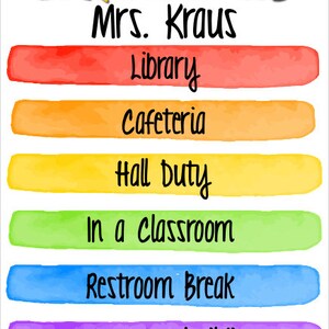 Where is the Teacher? Editable Rainbow Watercolor Sign / Poster for ...