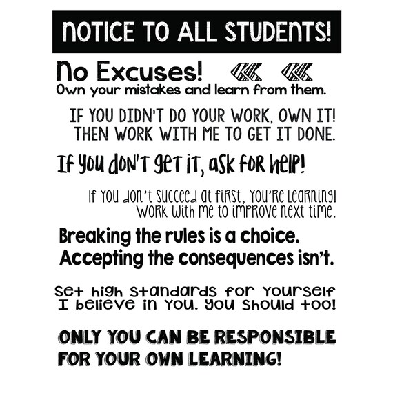 Classroom Consequences Poster