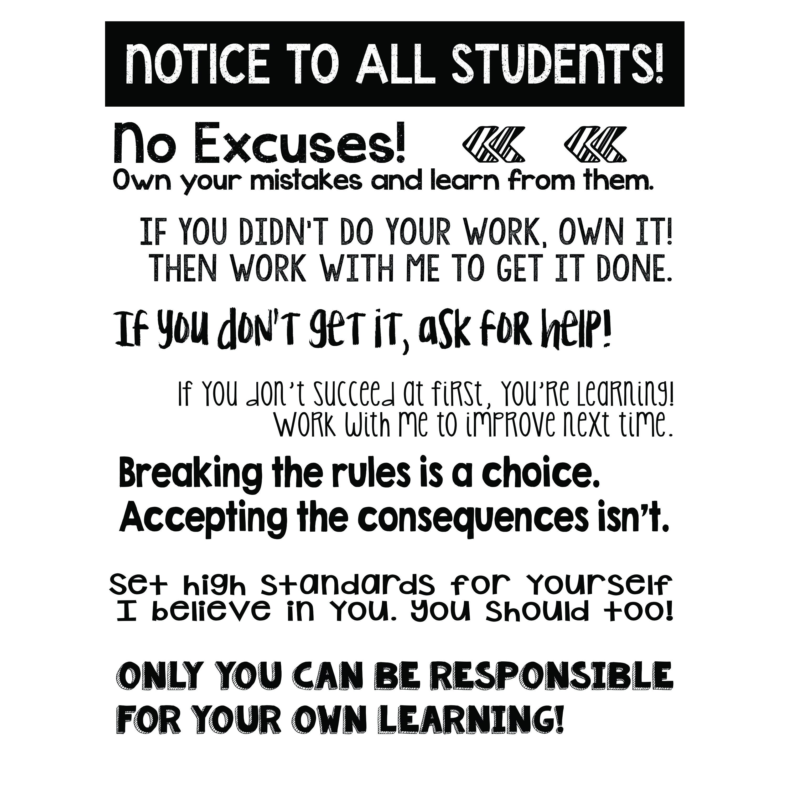 Black and White Classroom Rules Poster: Notice to All - Etsy Australia