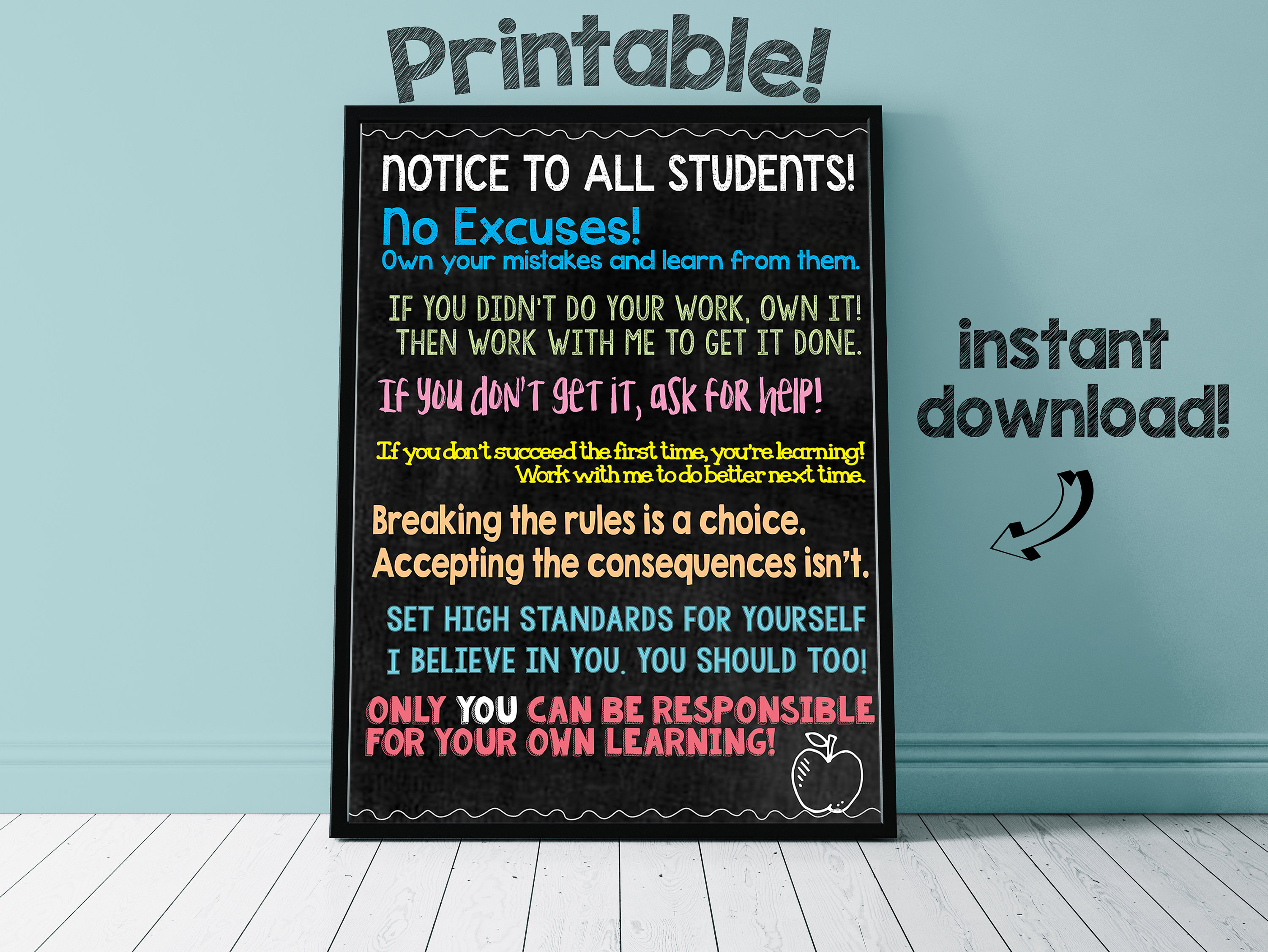 Classroom Rules Poster: Notice to All Students PRINTABLE - Etsy Hong Kong