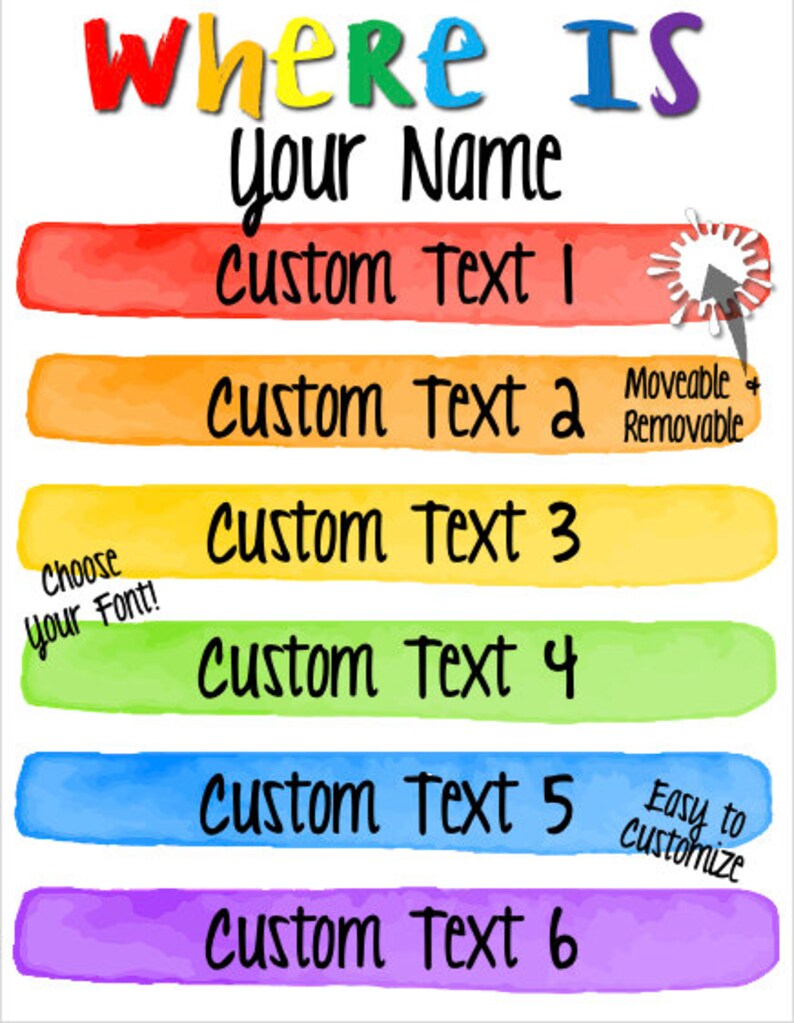 Where is the Teacher Editable Rainbow Watercolor Sign / - Etsy