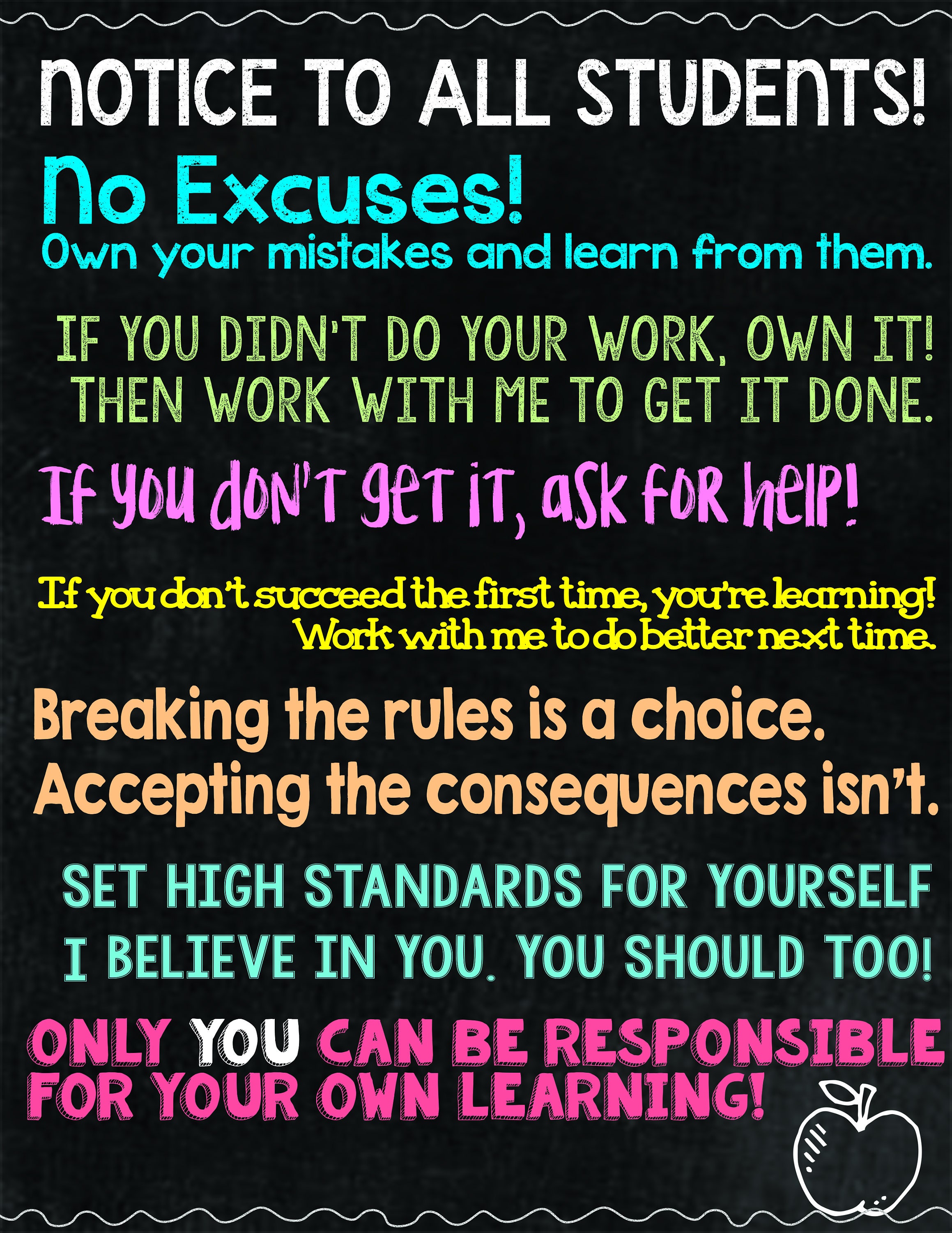Classroom Rules Poster: Notice to All Students! [PHYSICAL PRODUCT] - Etsy