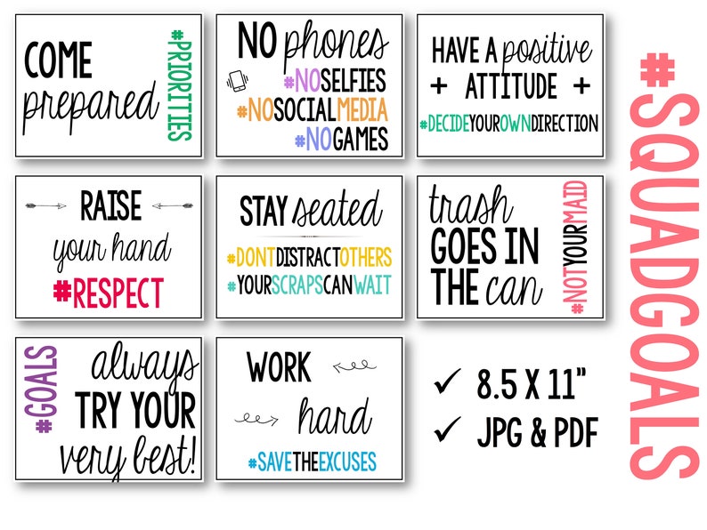 Hashtag Signs/posters for Bulletin Boards or Classroom: - Etsy