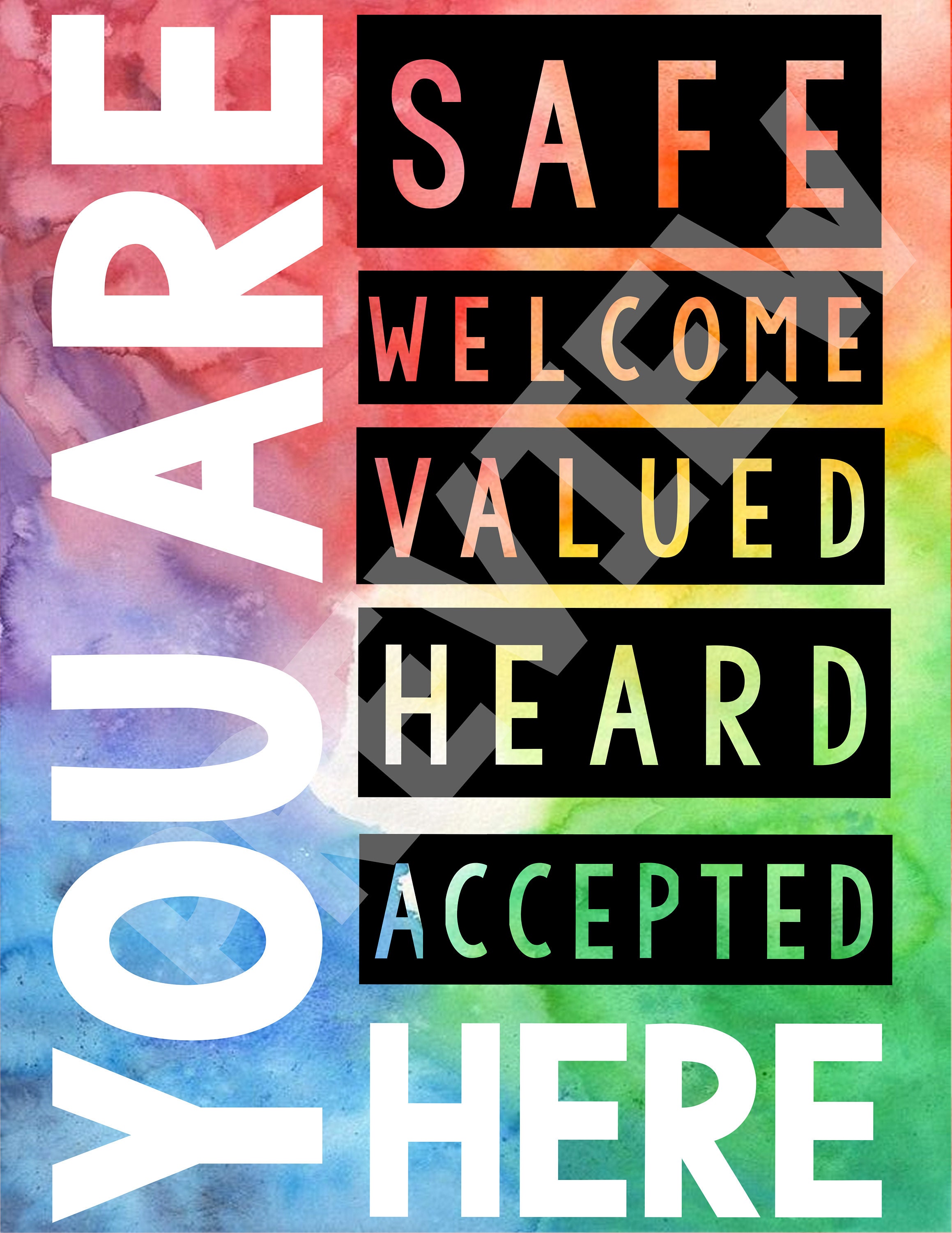 Safe Space Poster: You Are Safe, Welcome, Valued, Heard, and Accepted ...