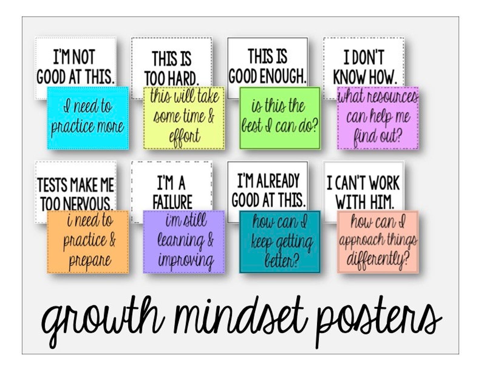 Growth Mindset Poster Set for Bulletin Board or Classroom - Etsy