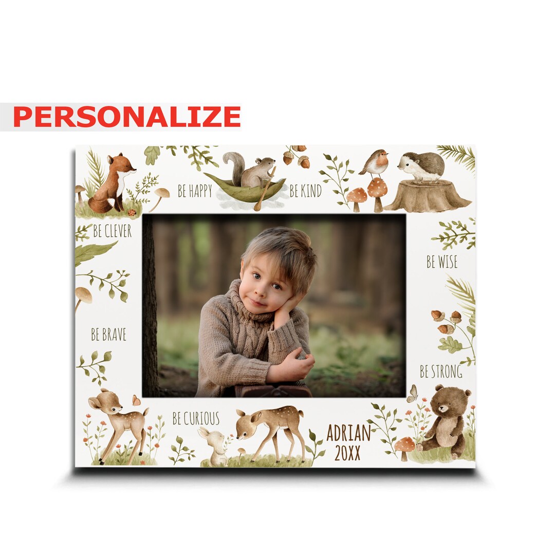 Personalized Woodland Animal Picture Frame: Safari Nursery Decor - Etsy