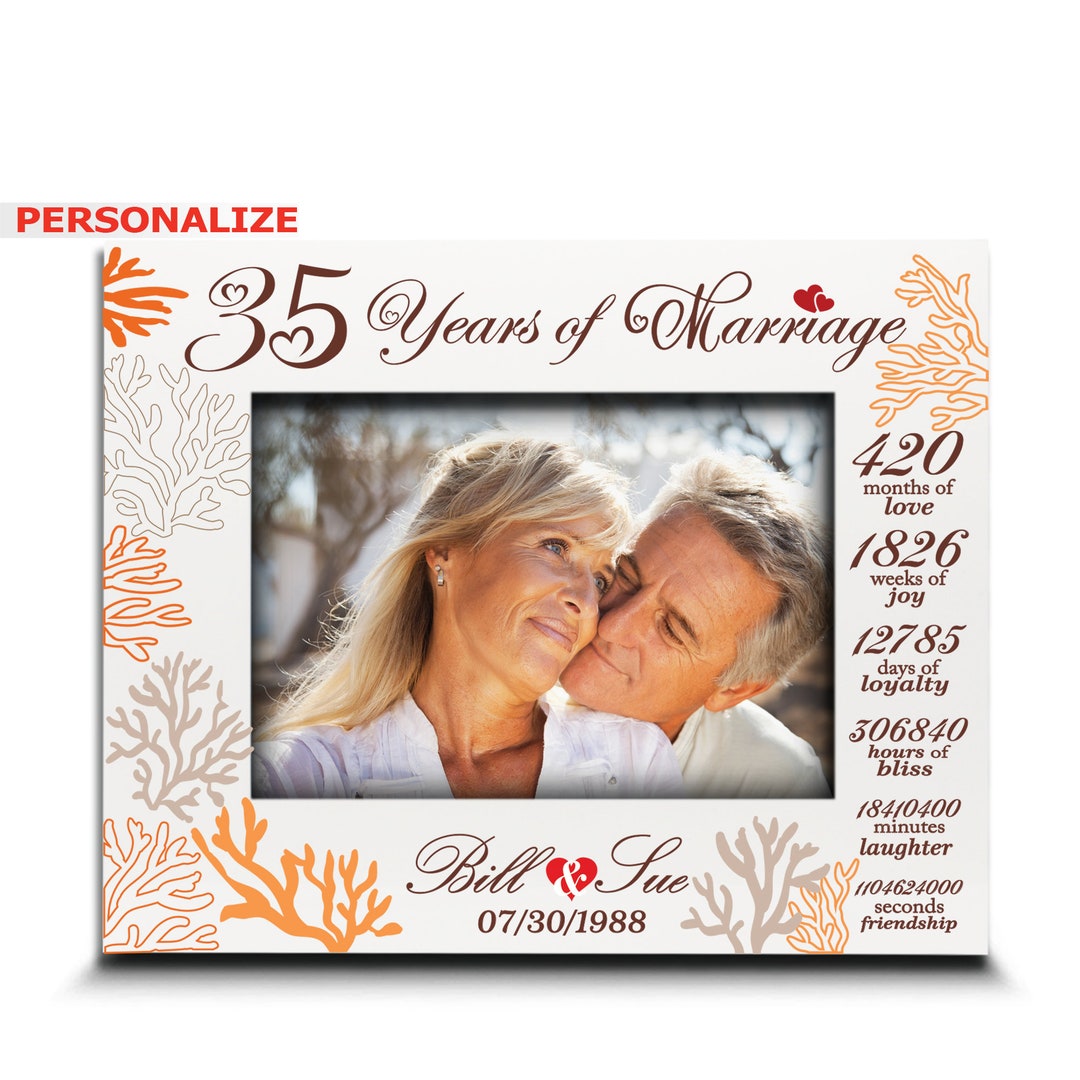 Personalized 35th Anniversary Picture Frame: Traditional Coral Gift - Etsy