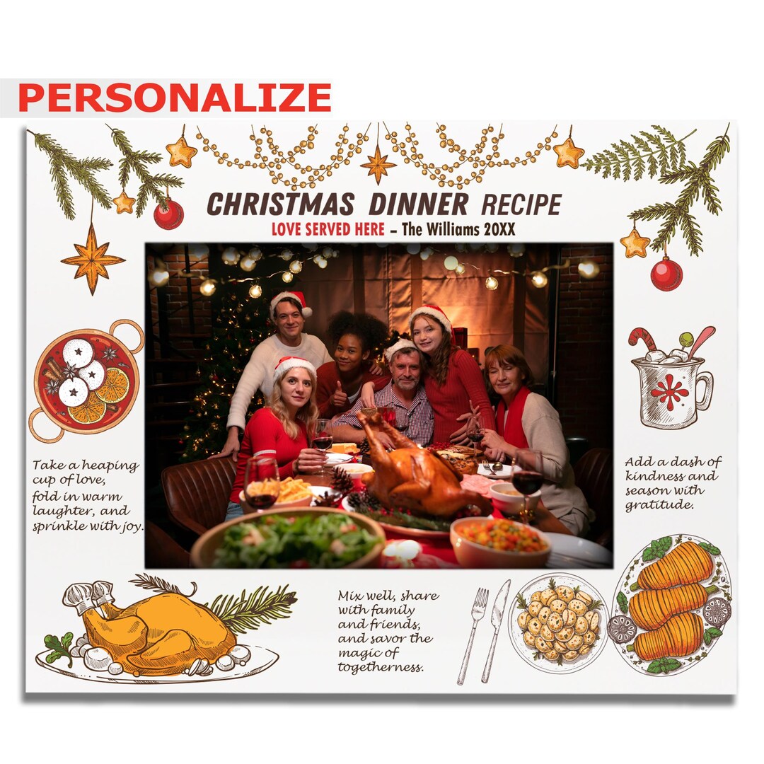 Personalize-christmas Dinner Recipe Picture Frame UV Print-customizable ...