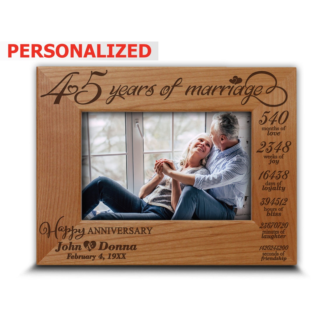 PERSONALIZED-45 Years of Marriage-45th Anniversary Gift for - Etsy