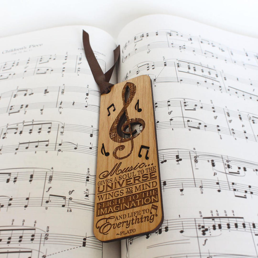 MUSIC Bookmark- PLATO on Music Bookmark-laser Cut and Engraved Natural ...