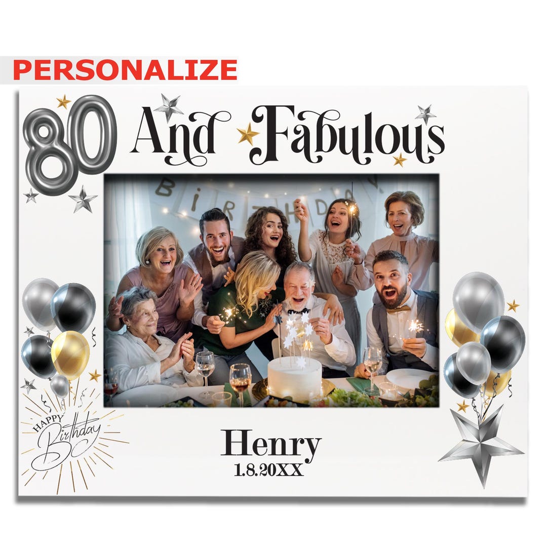 Personalized 80th Birthday Picture Frame, Balloon Design, UV Print - Etsy