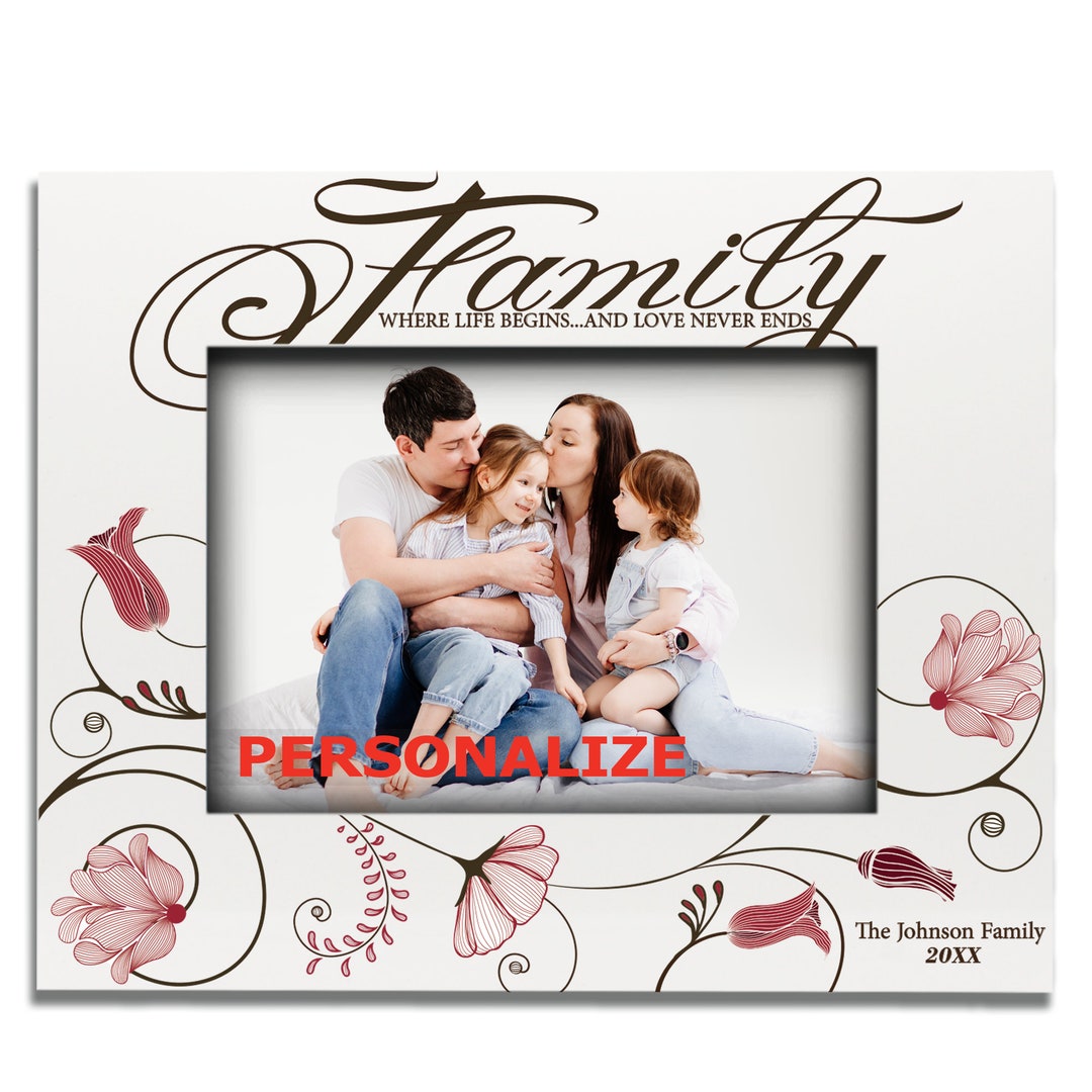 Personalized Family Picture Frame: Floral UV Print Gift - Etsy