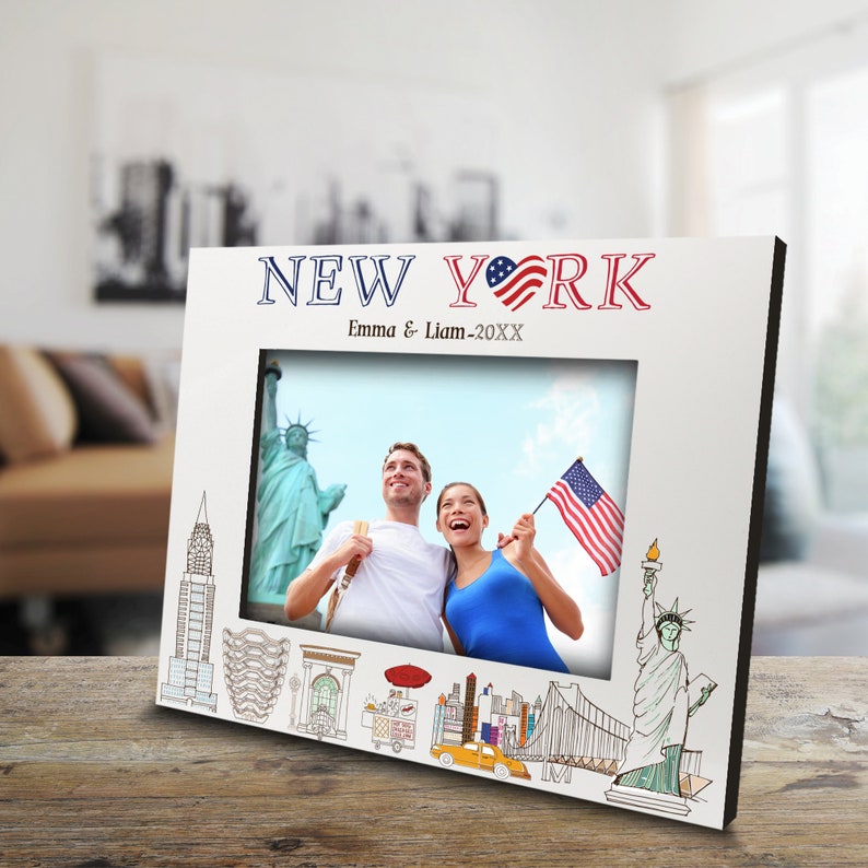 Personalized New York Picture Frame: UV Print City Symbols - Etsy