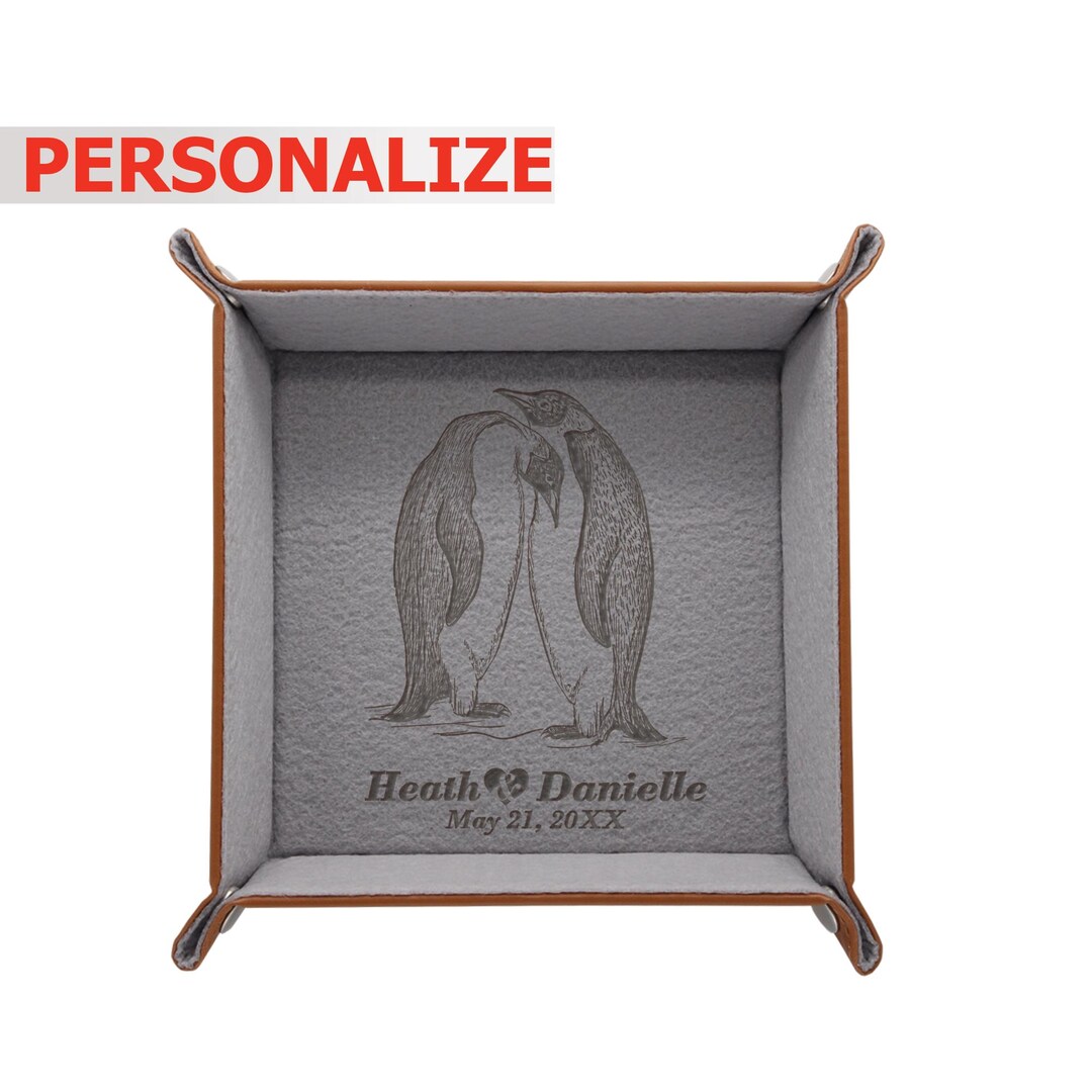 Personalize-wool Tray- Engraved Penguin Couple-symbol of Love, Loyalty ...