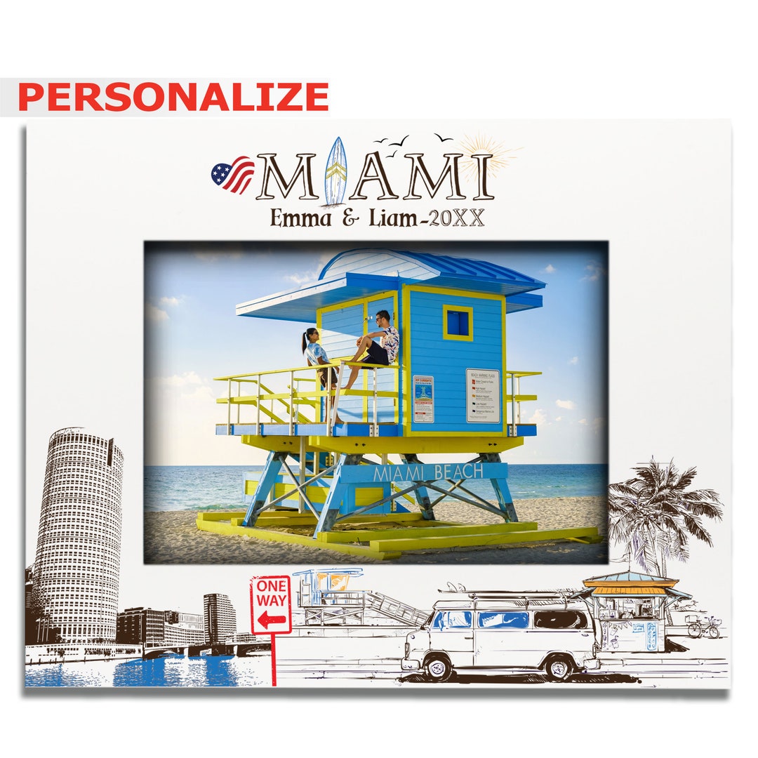 Personalize-miami Theme Picture Frame-wedding, Honeymoon, Vacation ...