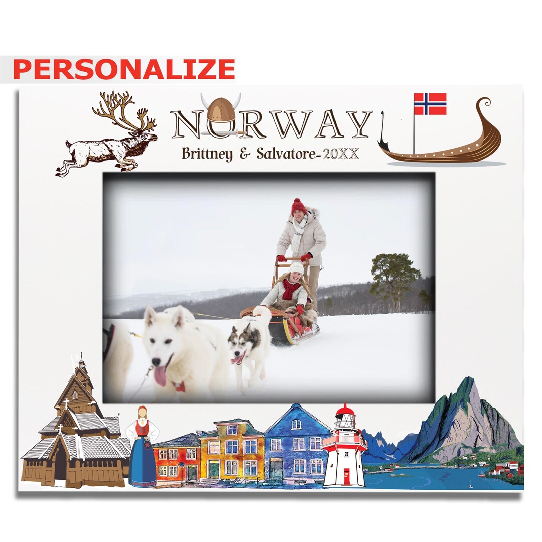 PERSONALIZE- Norway Theme Picture Frame-wedding, Honeymoon, Vacation ...