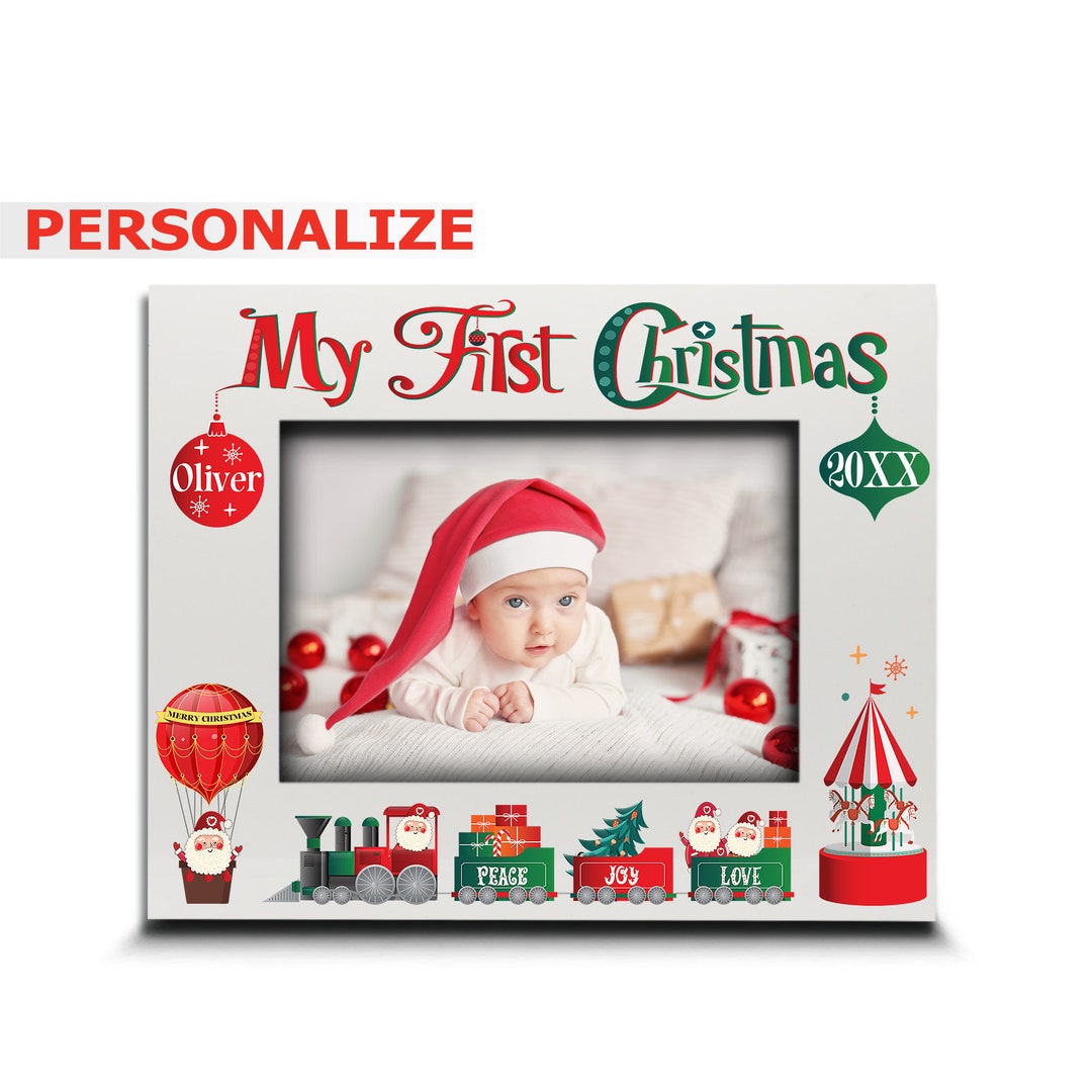 Personalized-my First Christmas Picture Frame-peace, Joy, Love, Merry ...