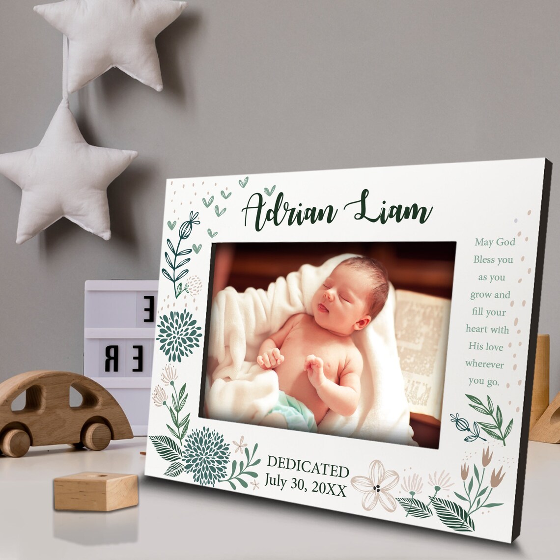 Personalize-baby Boy Dedication Picture Frame-christening, Religious ...