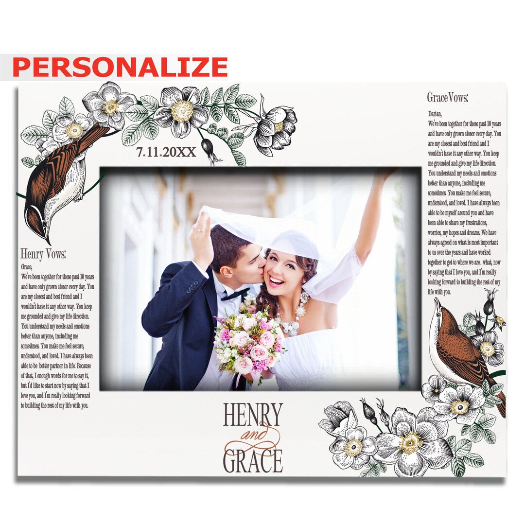 PERSONALIZE Husband and Wife Vows Picture Frame Mr. and Mrs.bride and ...