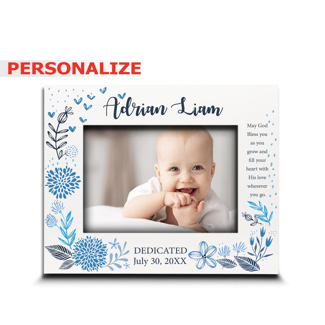 Personalize-baby Boy Dedication Picture Frame-christening, Religious ...