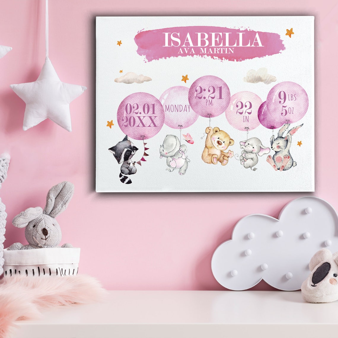 PERZONALIZE_ Birth Announcement Sign-animal Balloon Nursery - Etsy