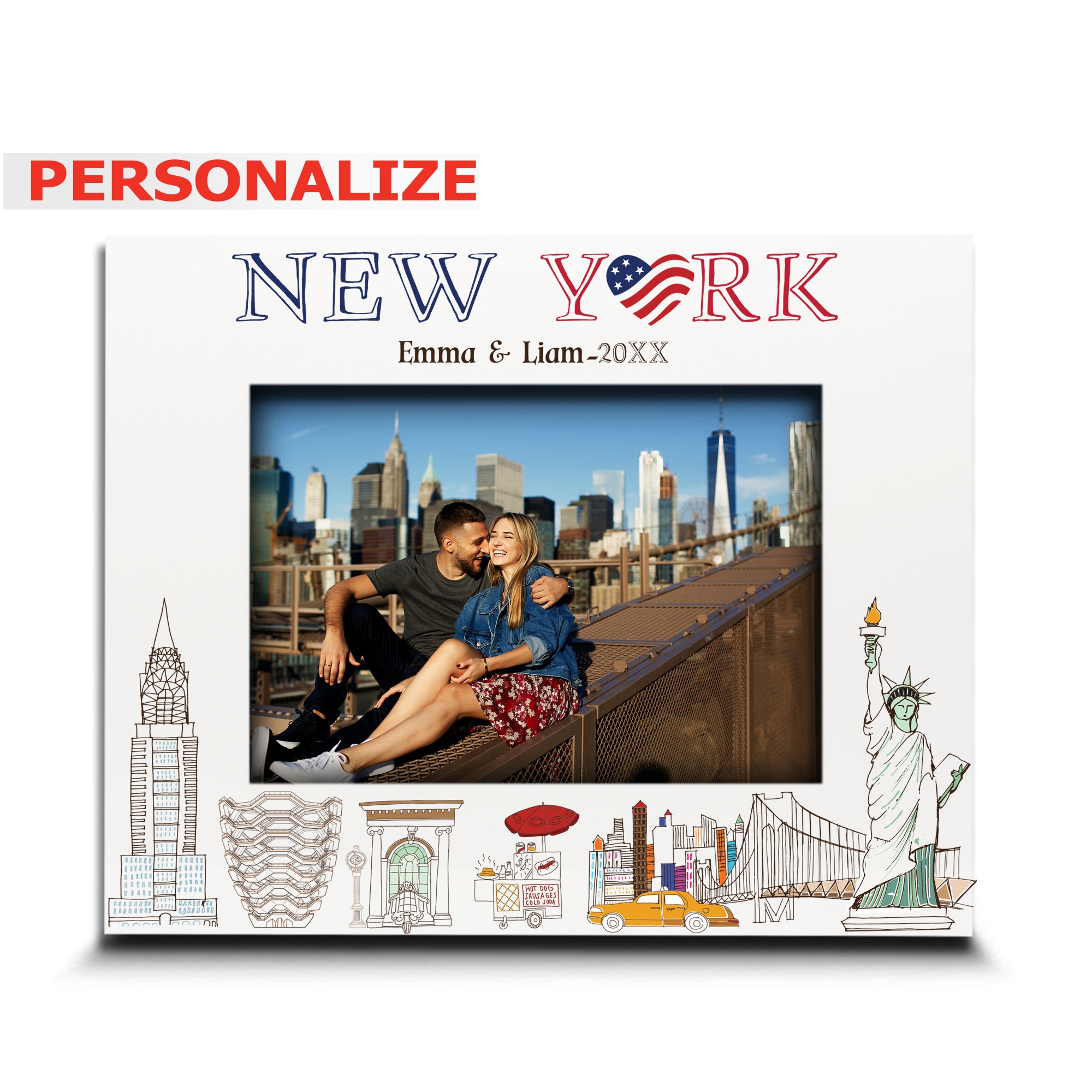 Personalized New York Picture Frame: UV Print City Symbols - Etsy