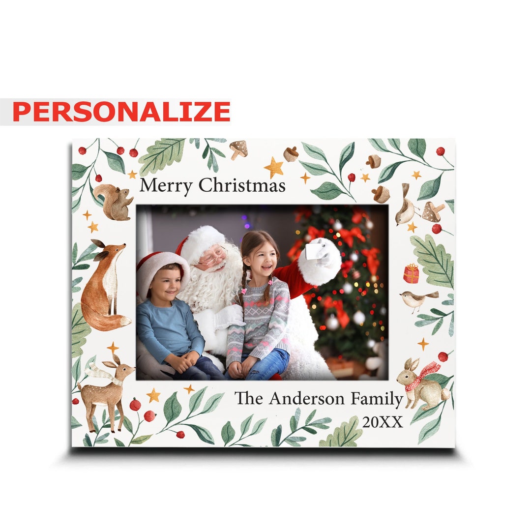 Personalize-merry Christmas Picture Frame UV Print-new Family -woodland ...