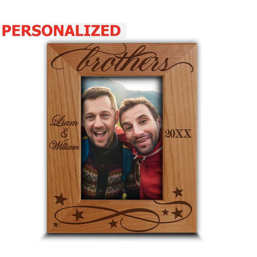 Personalized Brothers Picture Frame: Engraved Alder Wood Gift - Etsy