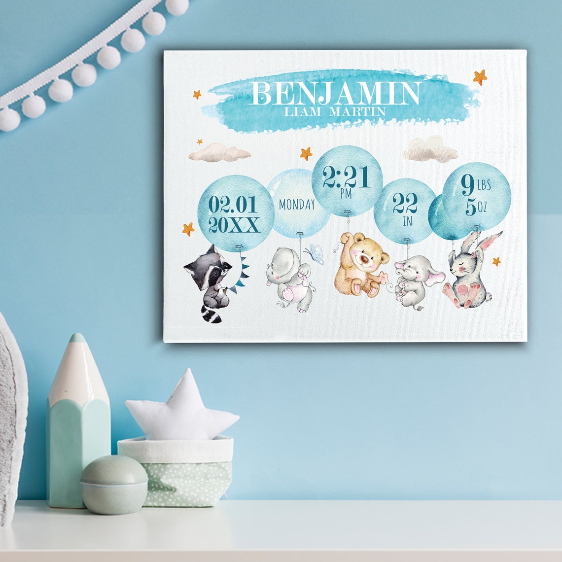 PERZONALIZE_ Birth Announcement Sign-animal Balloon Nursery - Etsy