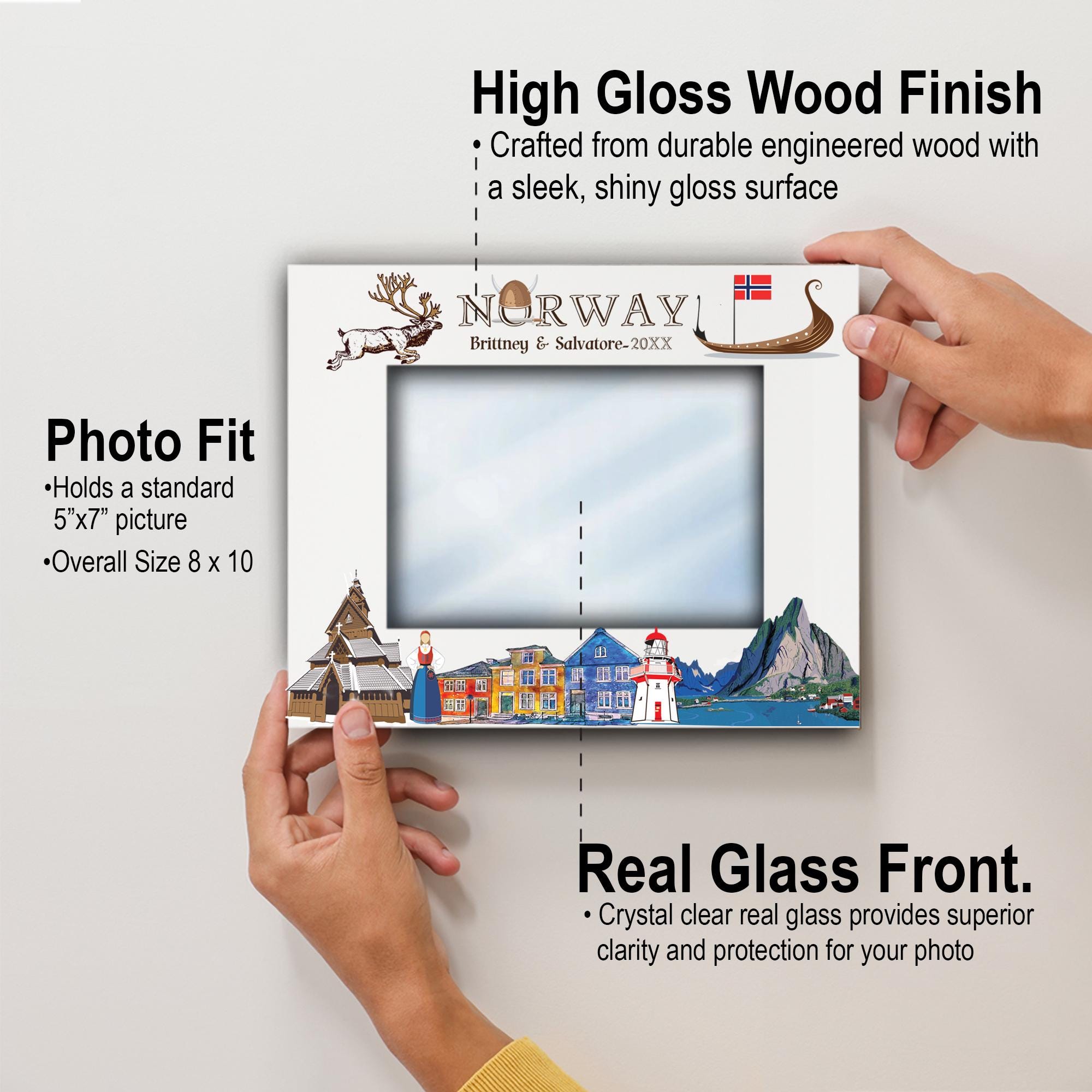 PERSONALIZE- Norway Theme Picture Frame-wedding, Honeymoon, Vacation ...