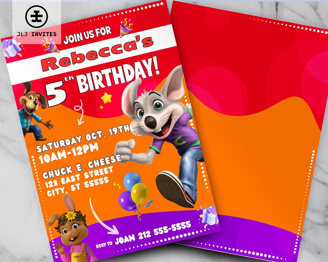 Chuck E. Cheese Birthday Invitation: Editable Party Template (canva) - Etsy