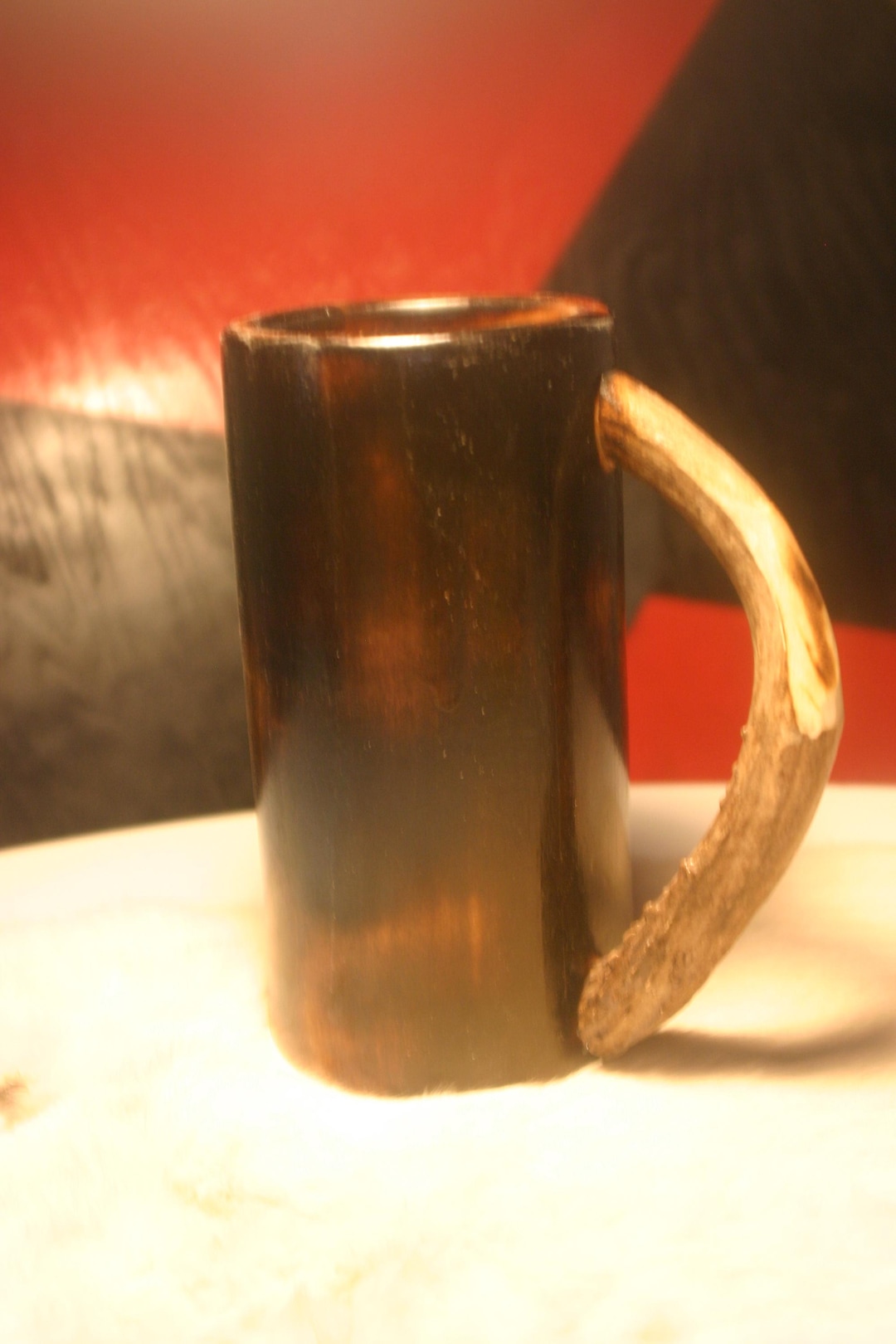 Maple Mug With a Deer Antler Handle.burnt Stain With a Lacquer Finish ...