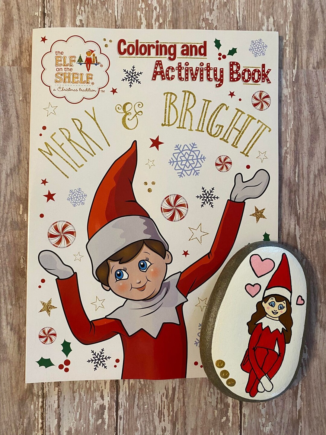 Hand Painted Girl Elf Rock With Coloring Activity Book Gift - Etsy