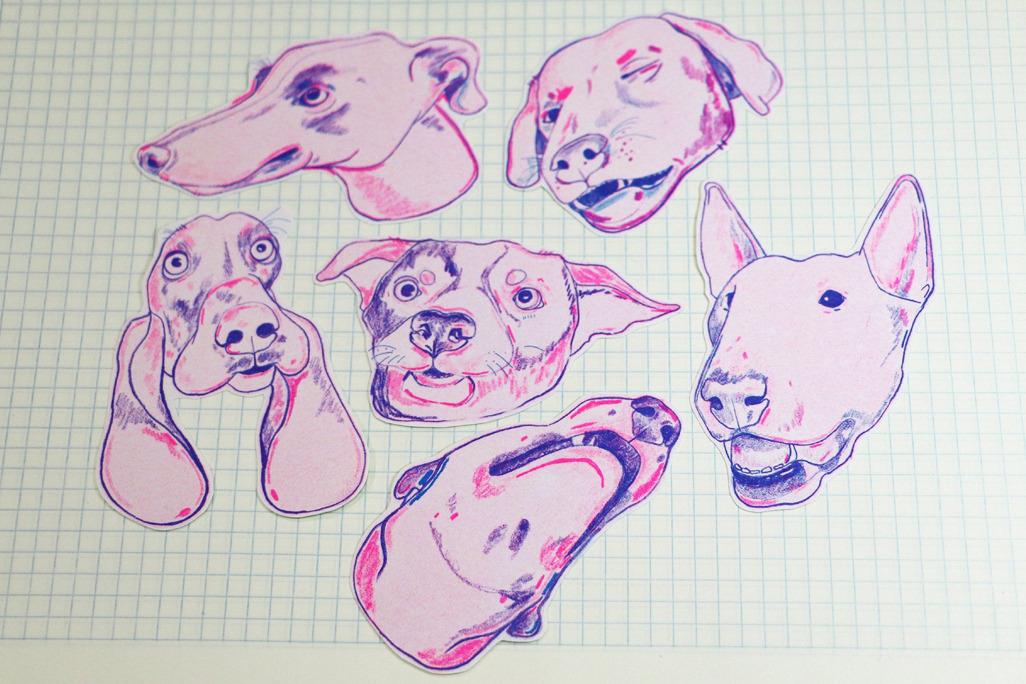 Dog Risograph Sticker Pack - Etsy