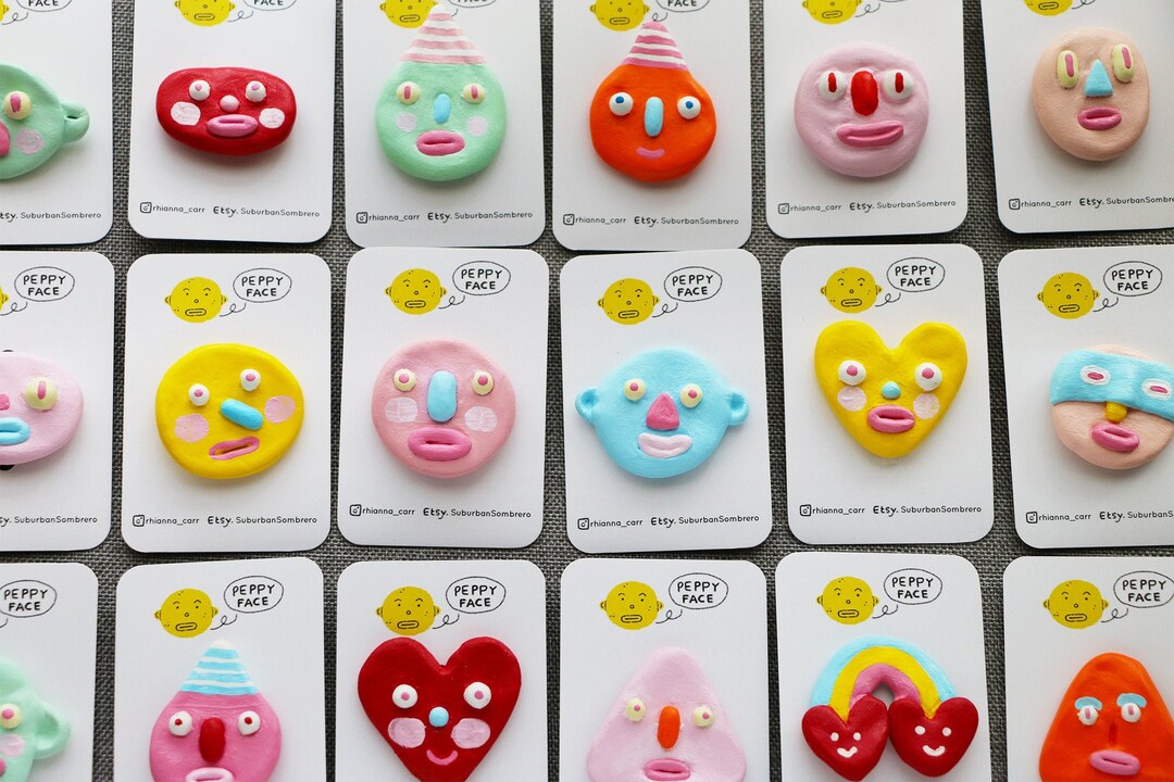 Clay Pin - Peppy Face - Etsy