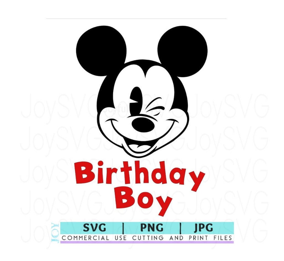 Mickey Mouse Wink Birthday T-shirt SVG Jpg | Disneyland World Svg ...