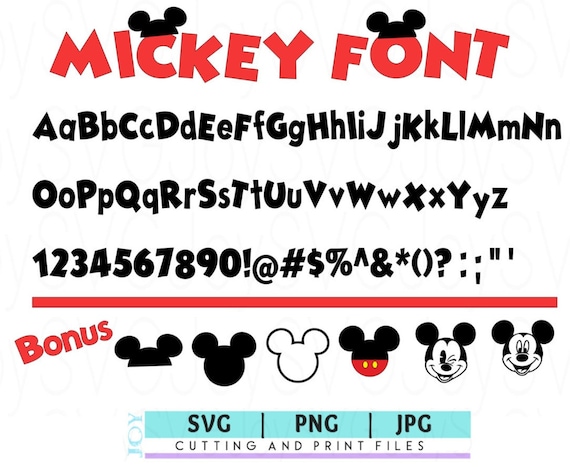 Mickey Font SVG Walt Font Svg Inspired by A Mouse Font - Etsy