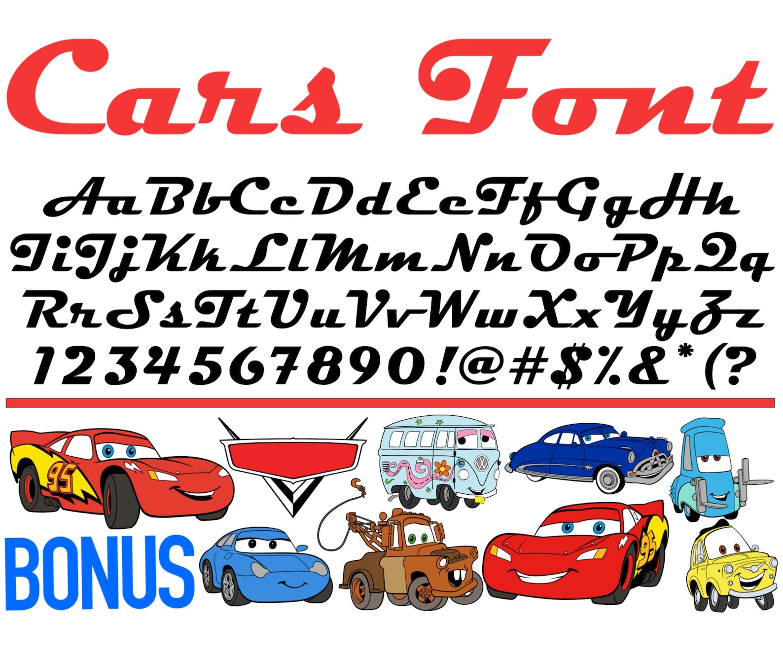 Mcqueen Cars Font and Clip Art Svg Png, Cars Emblem Logo Svg, Cars Font ...