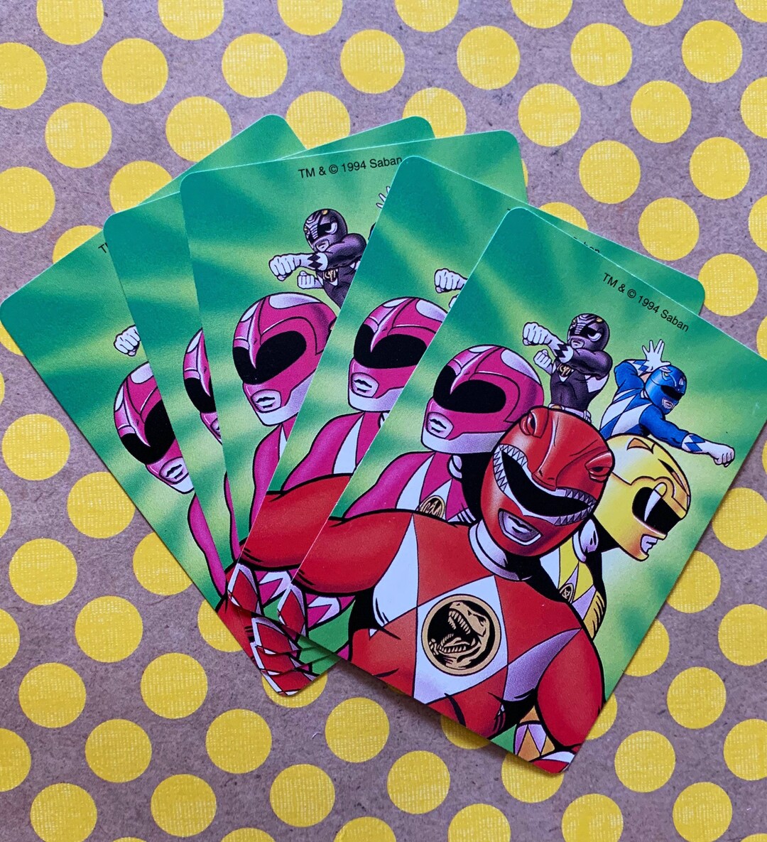 Set of 5 Power Rangers Playing Cards // Ephemera // Vintage // Retro ...