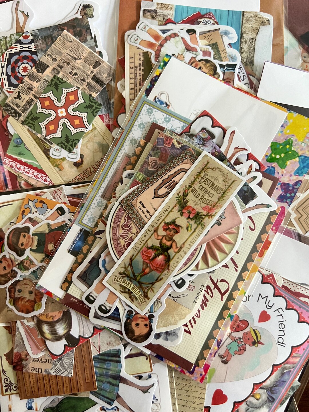 Vintage Sticker Ephemera Kit // Retro // Scrapbooking // Collage Kit - Etsy