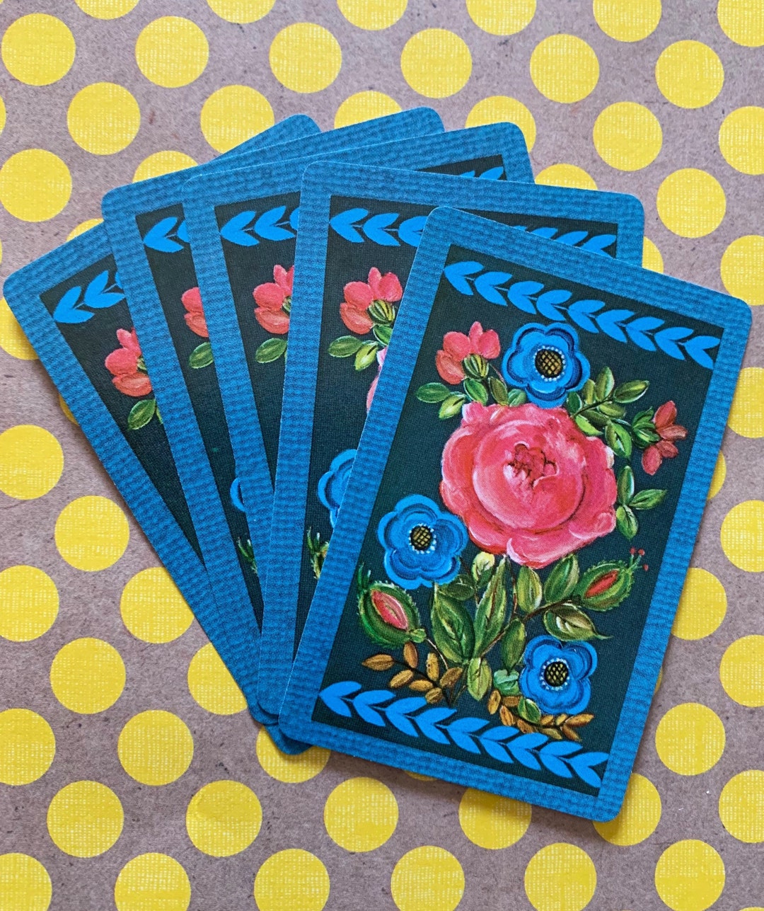 Set of 5 Roses Whitman Playing Cards // Ephemera // Vintage - Etsy