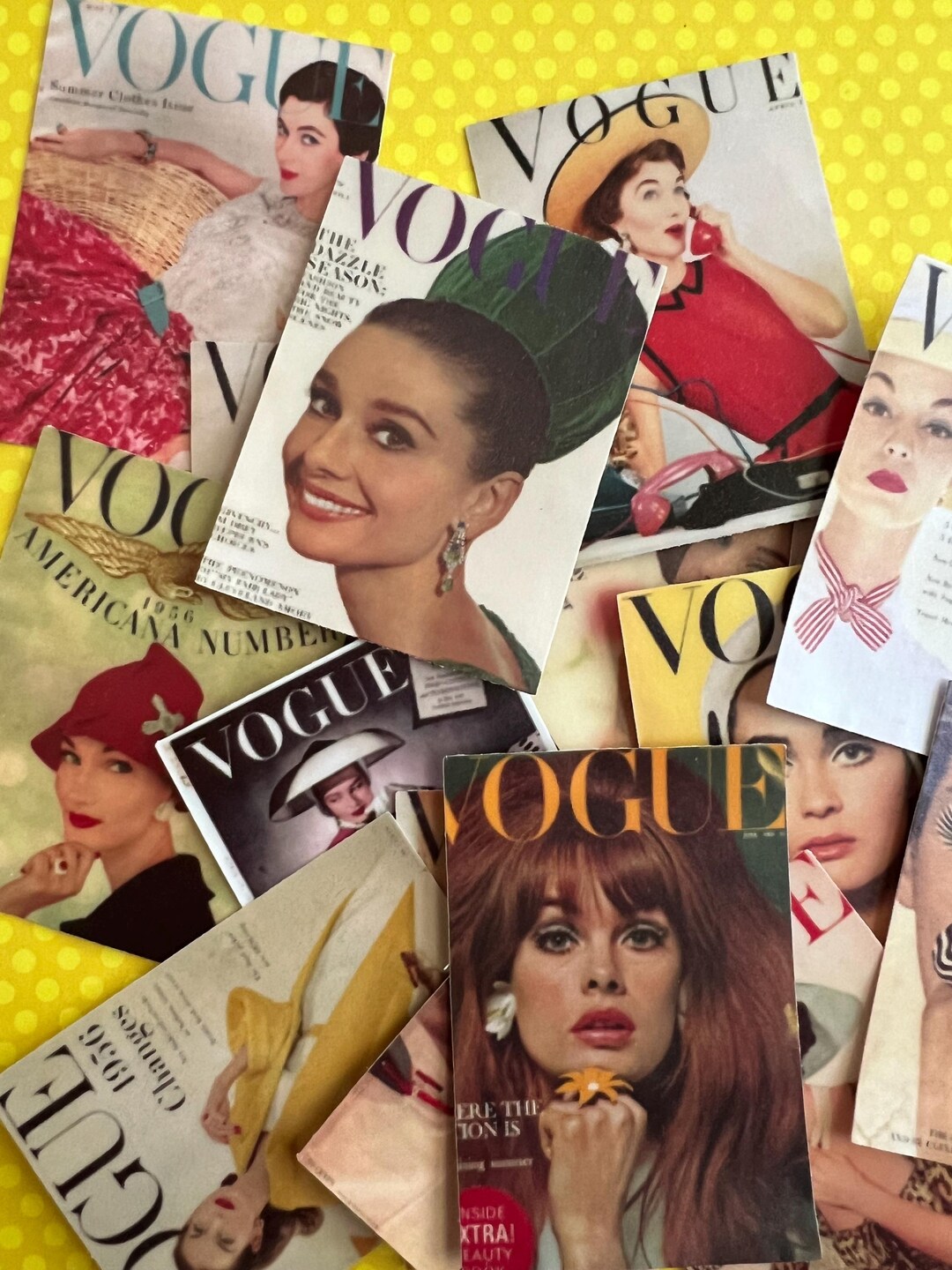 16 Miniature Vintage Vogue Cover Magazine Stickers // Scrapbooking ...