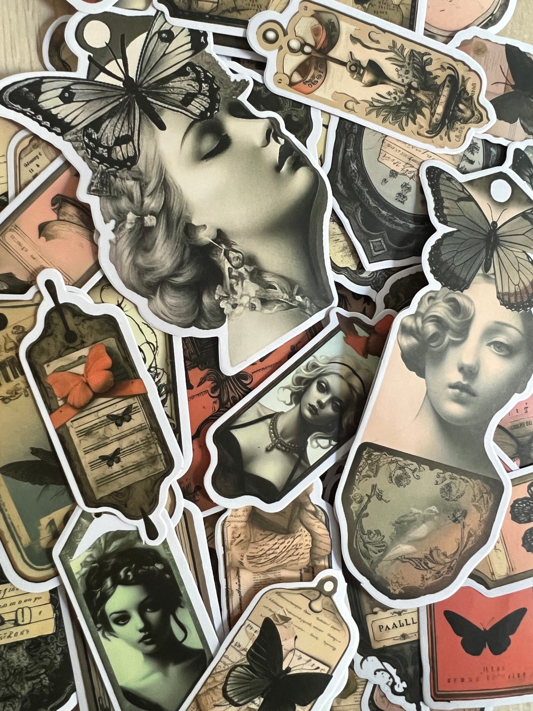 50 Pcs Cottagecore Gothic Lady Butterflies Stickers // Embellishments ...